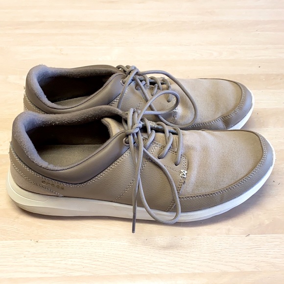 CROCS | Shoes | Crocs Kinsale Triple Comfort Men M Tan Canvas Laceup ...